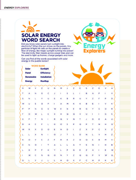 Solar Energy Word Search - Cooperative Living
