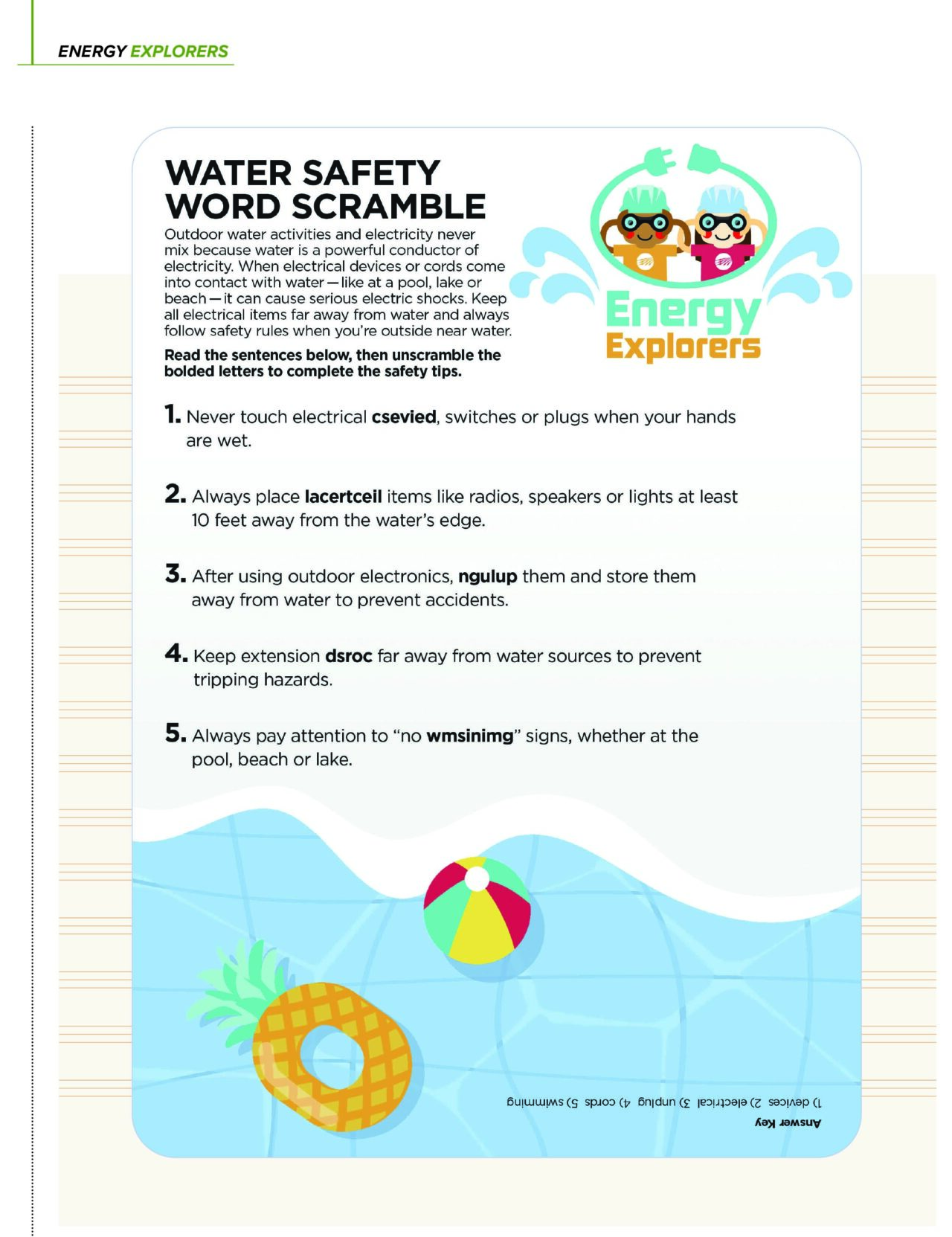Energy Explorers: Word Scramble - Cooperative Living